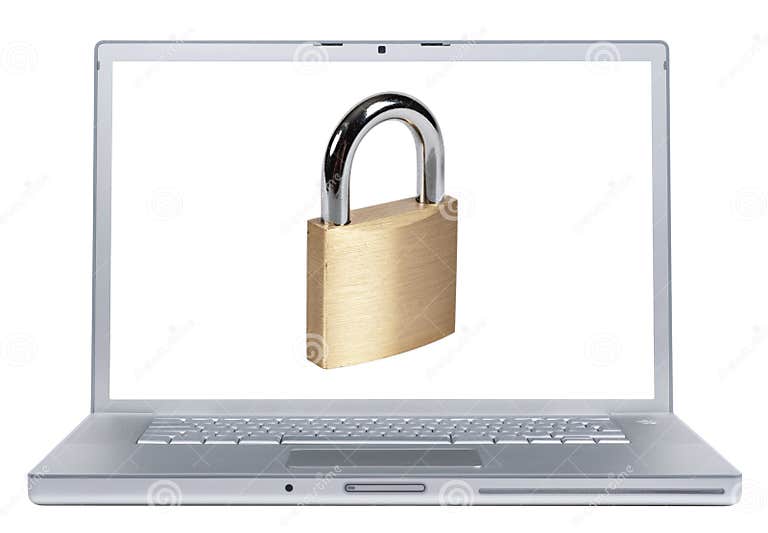 Padlock on Laptop Screen stock photo. Image of data, private - 9270600