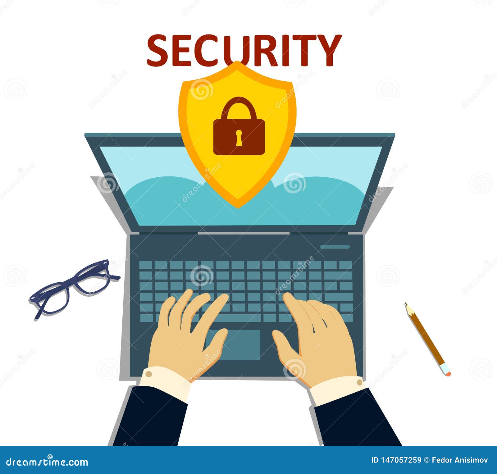 Padlock on Laptop, Laptop Security, Lock Laptop Illustration Flat ...