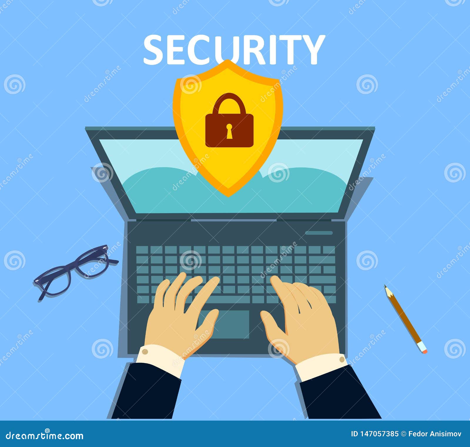Padlock on Laptop, Laptop Security, Lock Laptop Illustration Flat ...