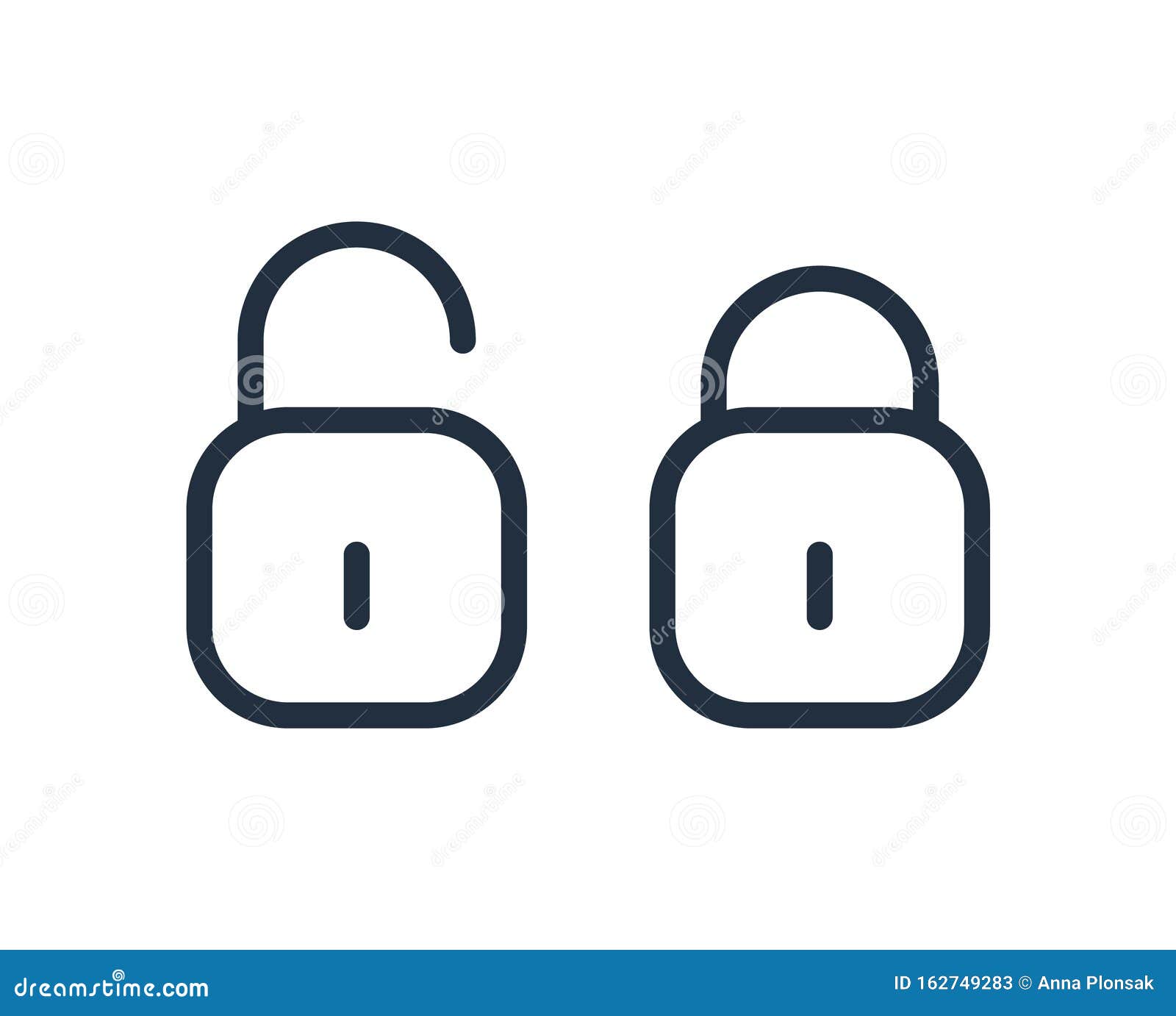 Padlock Line Icons. Lock Black Icon Set. Locked And Unlocked Security ...