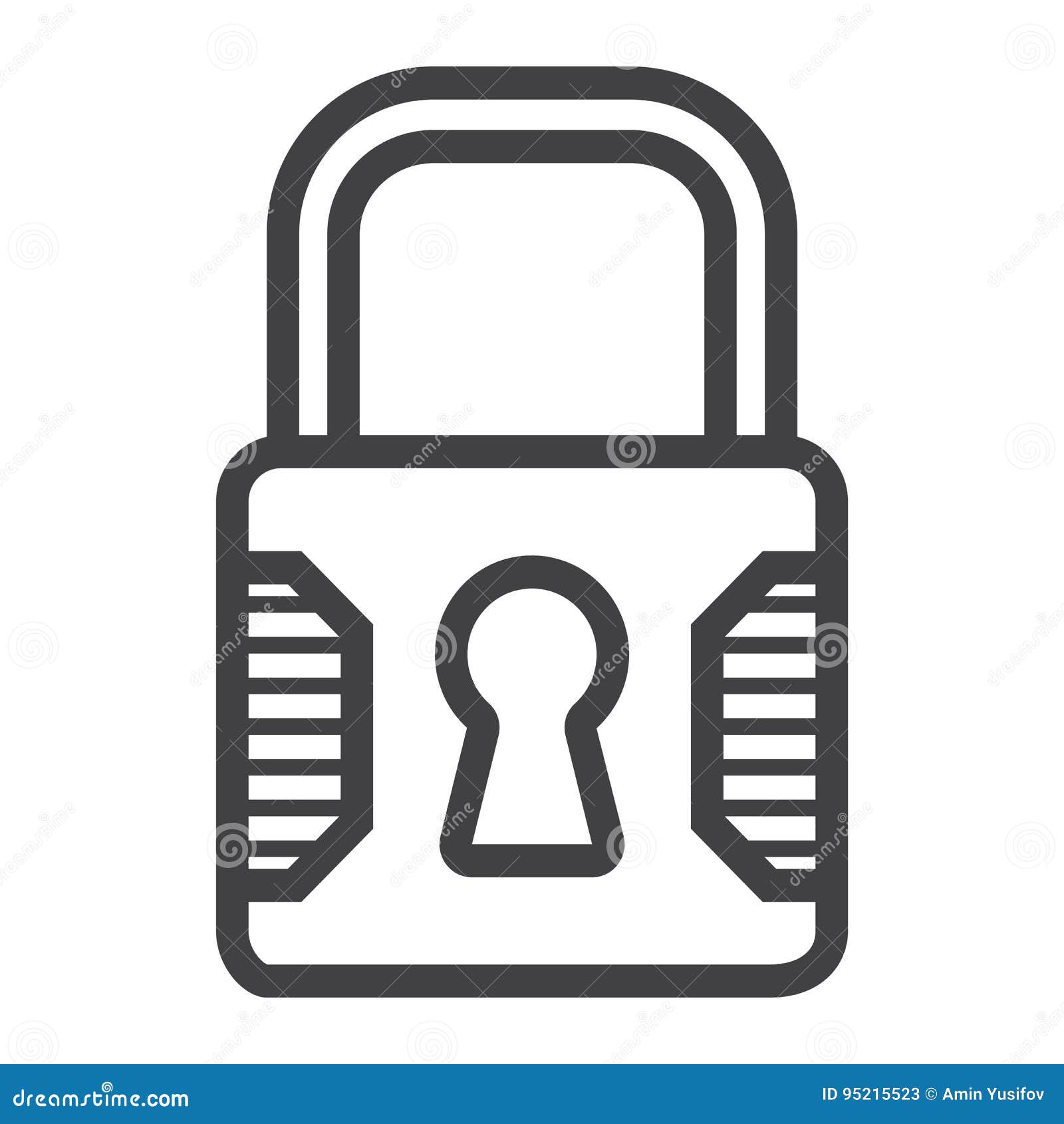 Padlock Line Icon, Security and Lock Stock Vector - Illustration of ...