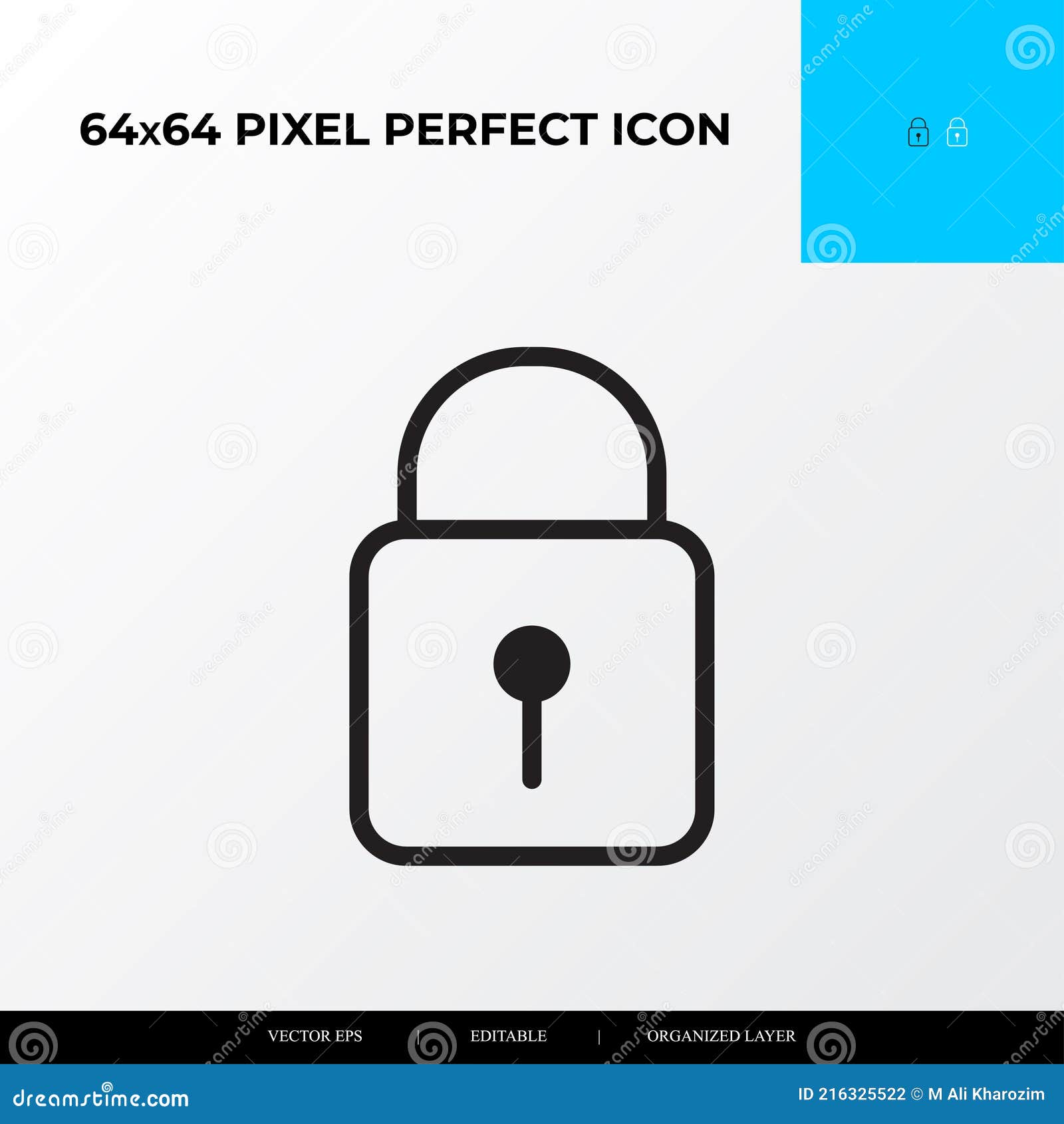 Padlock Lock Icon Pixel Perfect Stock Vector - Illustration of network ...