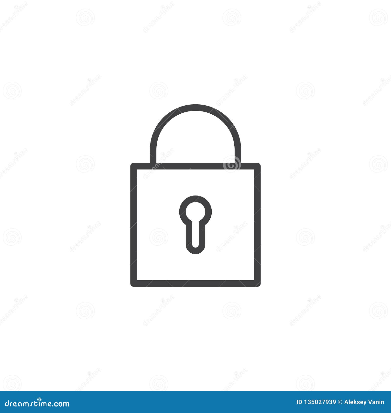 Padlock lock outline icon stock vector. Illustration of locked - 135027939
