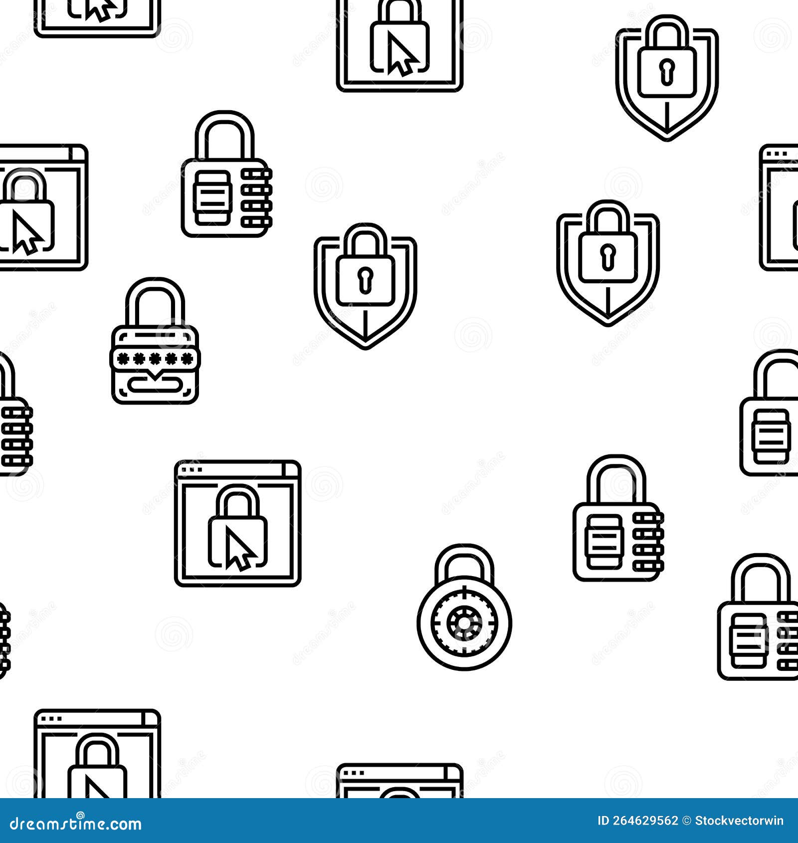 Padlock Lock Safe Password Key Vector Seamless Pattern Stock Vector ...