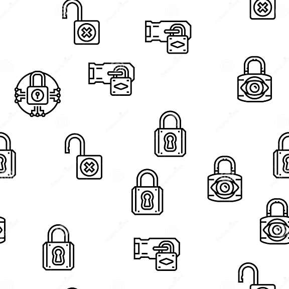 Padlock Lock Safe Password Key Vector Seamless Pattern Stock Vector ...