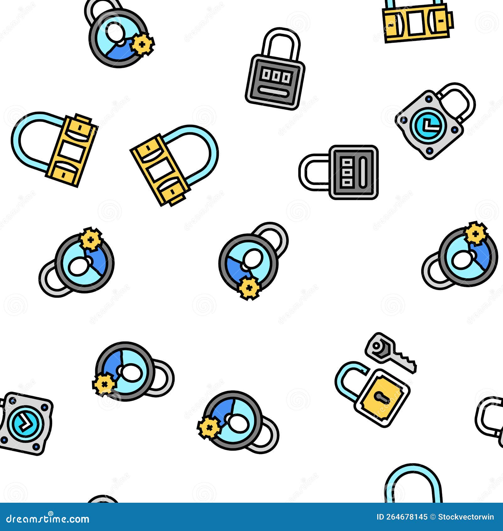 Padlock Lock Safe Password Key Vector Seamless Pattern Stock Vector ...