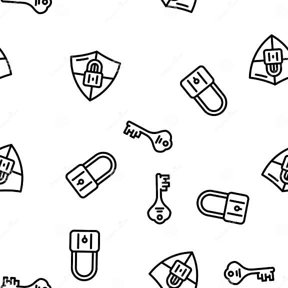 Padlock Lock Safe Password Vector Seamless Pattern Stock Illustration ...