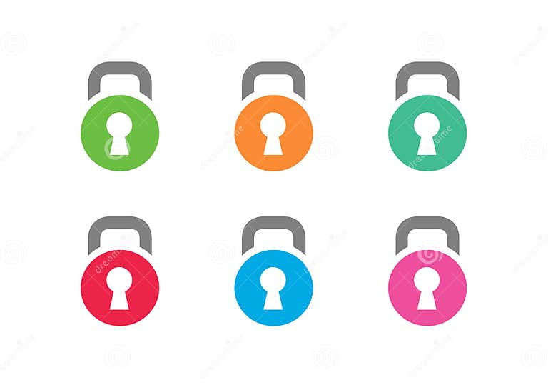Padlock Logo Icon Set, Lock Symbol Collection - Vector Stock Vector ...