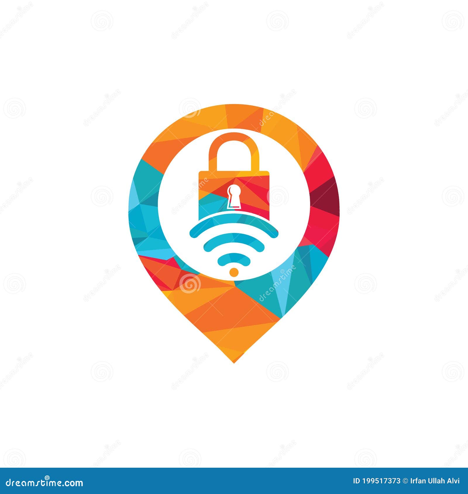 Padlock Logo with Signal and Pin Pointer Vector Design. Stock Vector ...