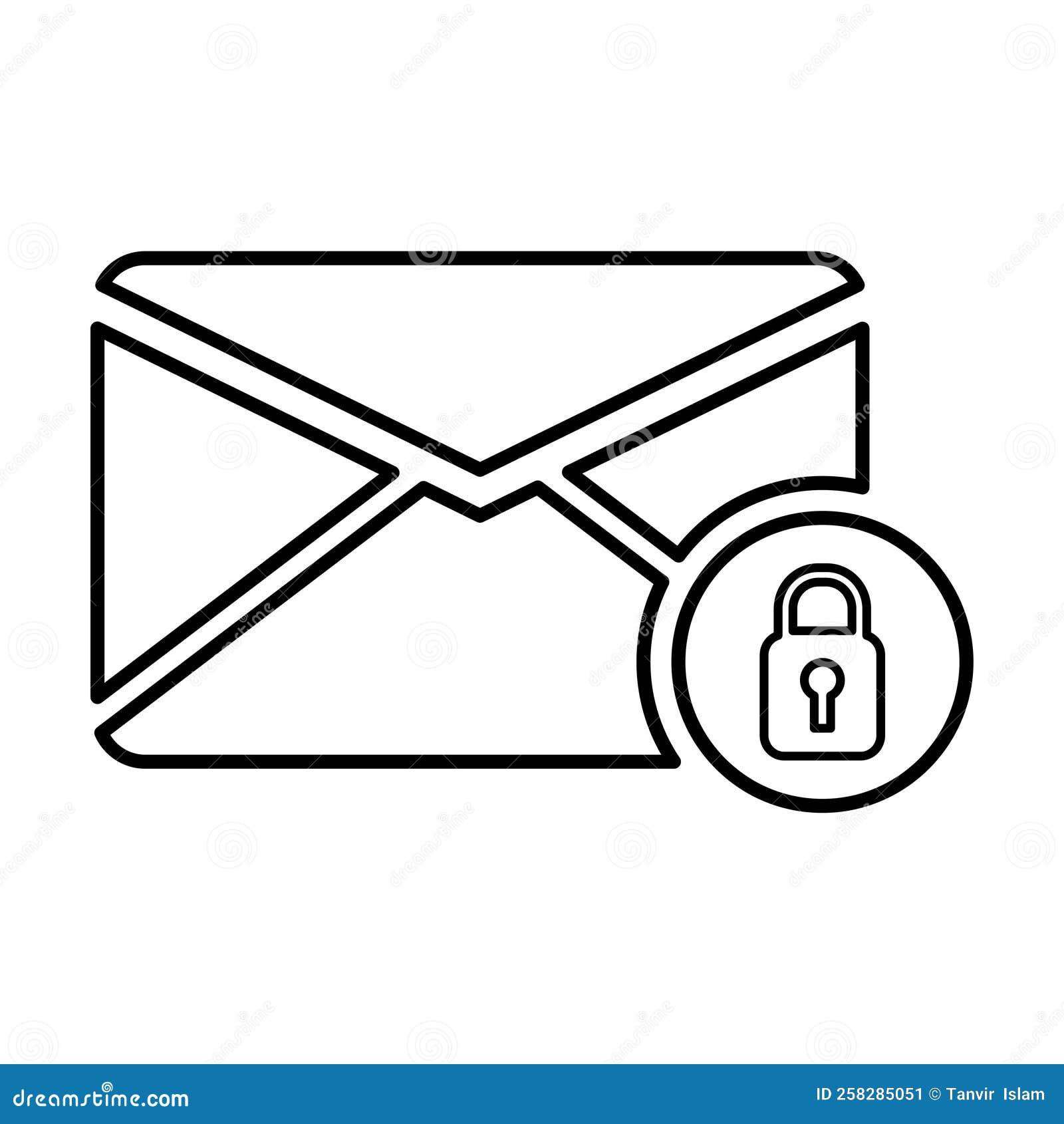 Padlock mail icon stock vector. Illustration of security - 258285051