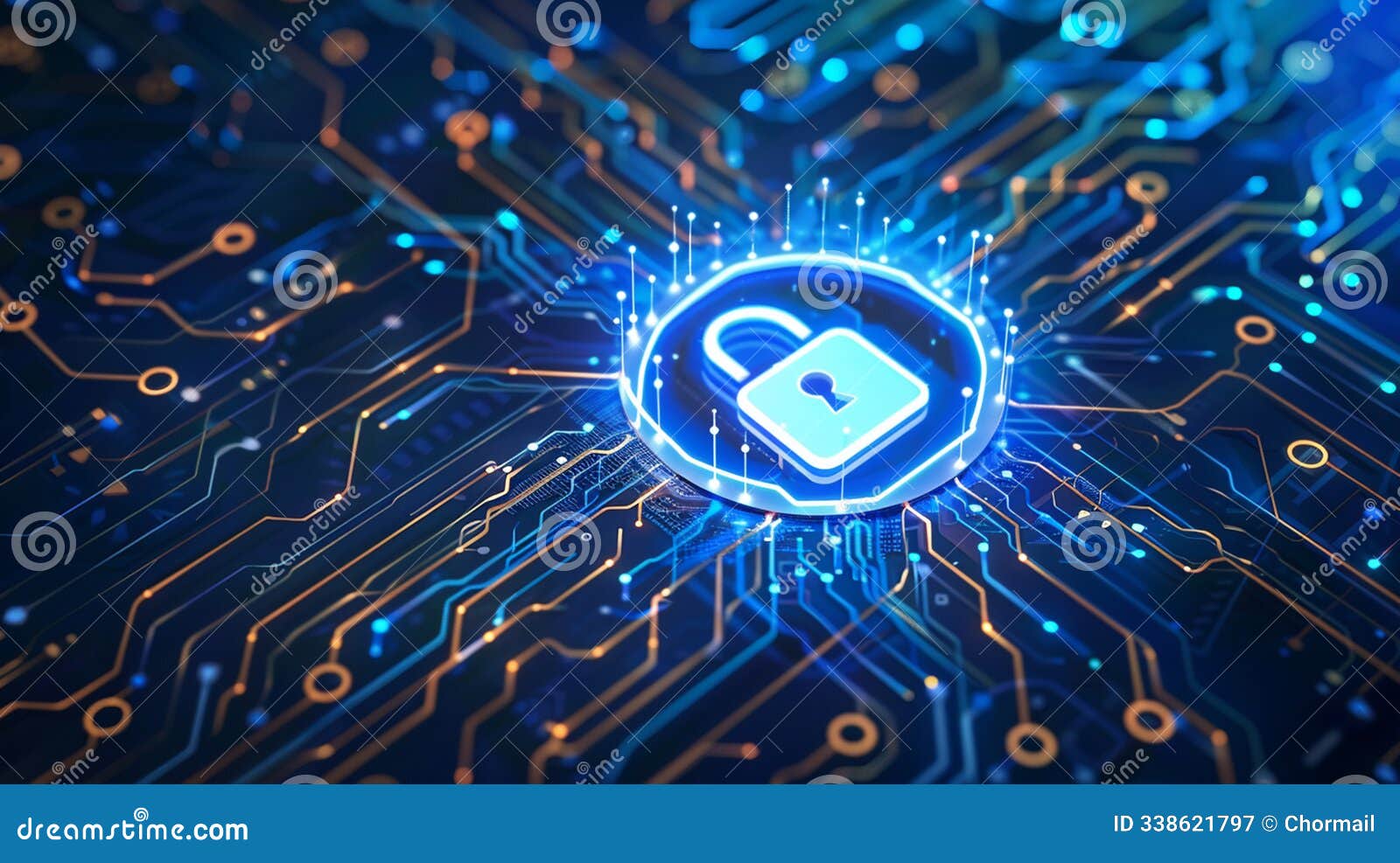 Padlock on Mainboard Computer, Internet Information Privacy Network ...