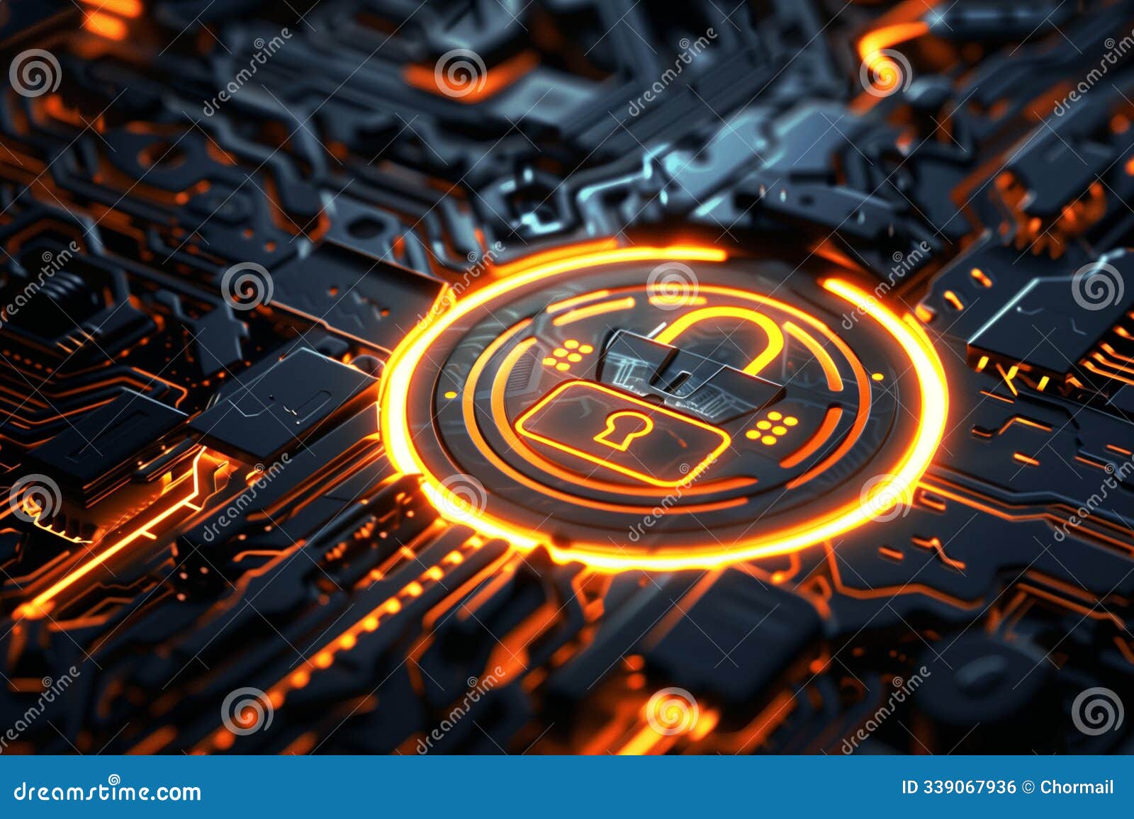 Padlock on Mainboard Computer, Internet Information Privacy Network ...