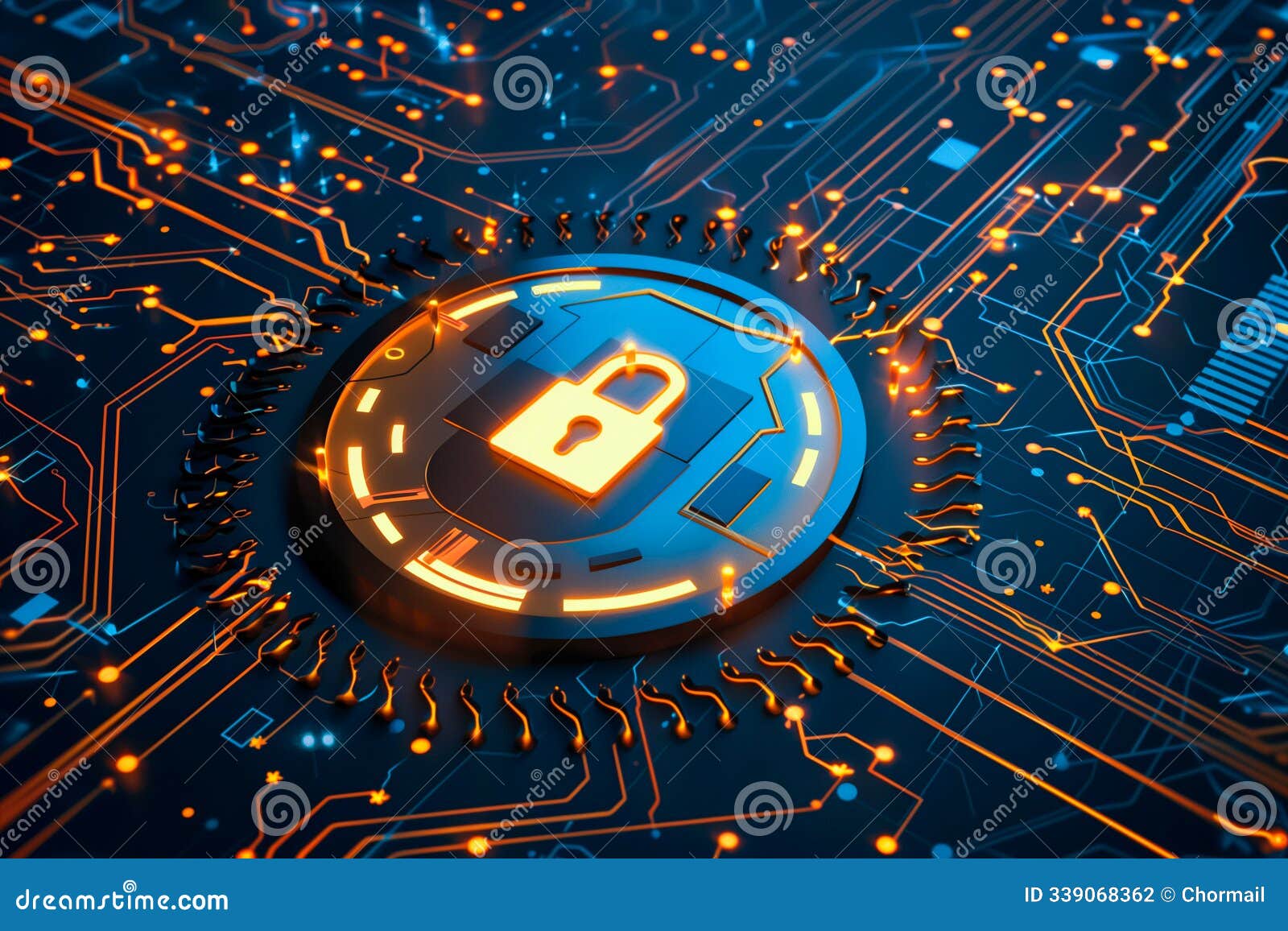 Padlock on Mainboard Computer, Internet Information Privacy Network ...