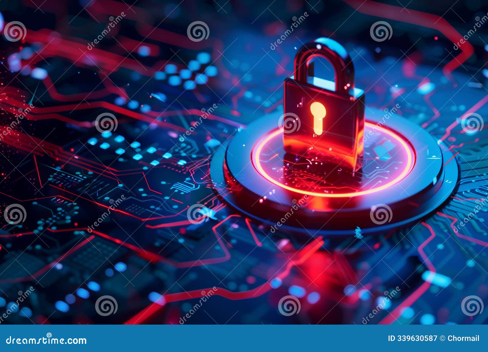 Padlock on Mainboard Computer, Internet Information Privacy Network ...