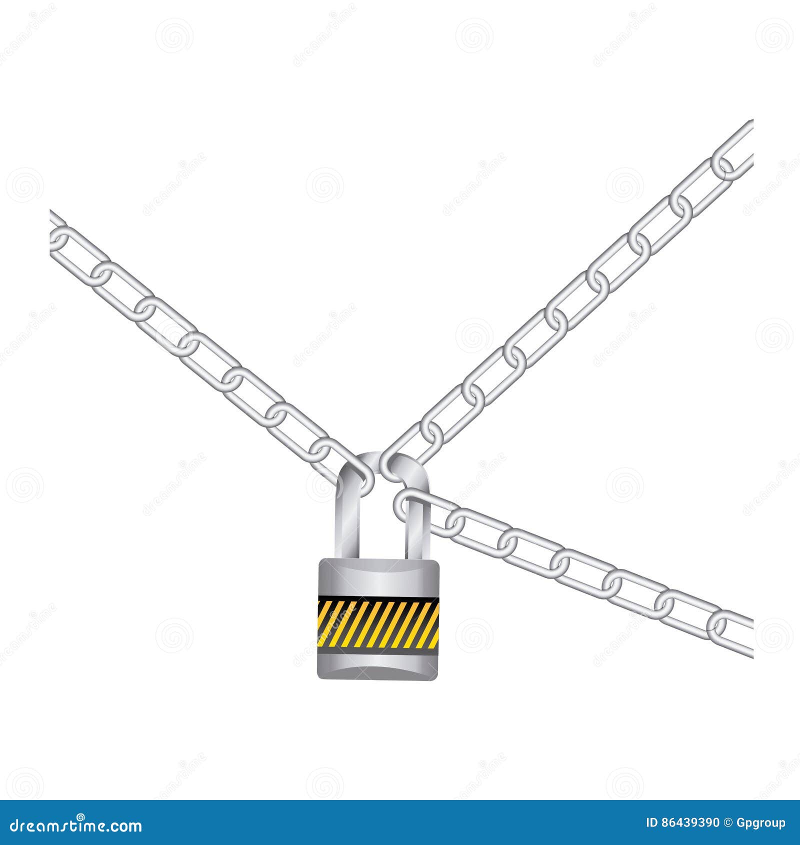 Padlock and Metal Chains Icon Stock Illustration - Illustration of icon ...