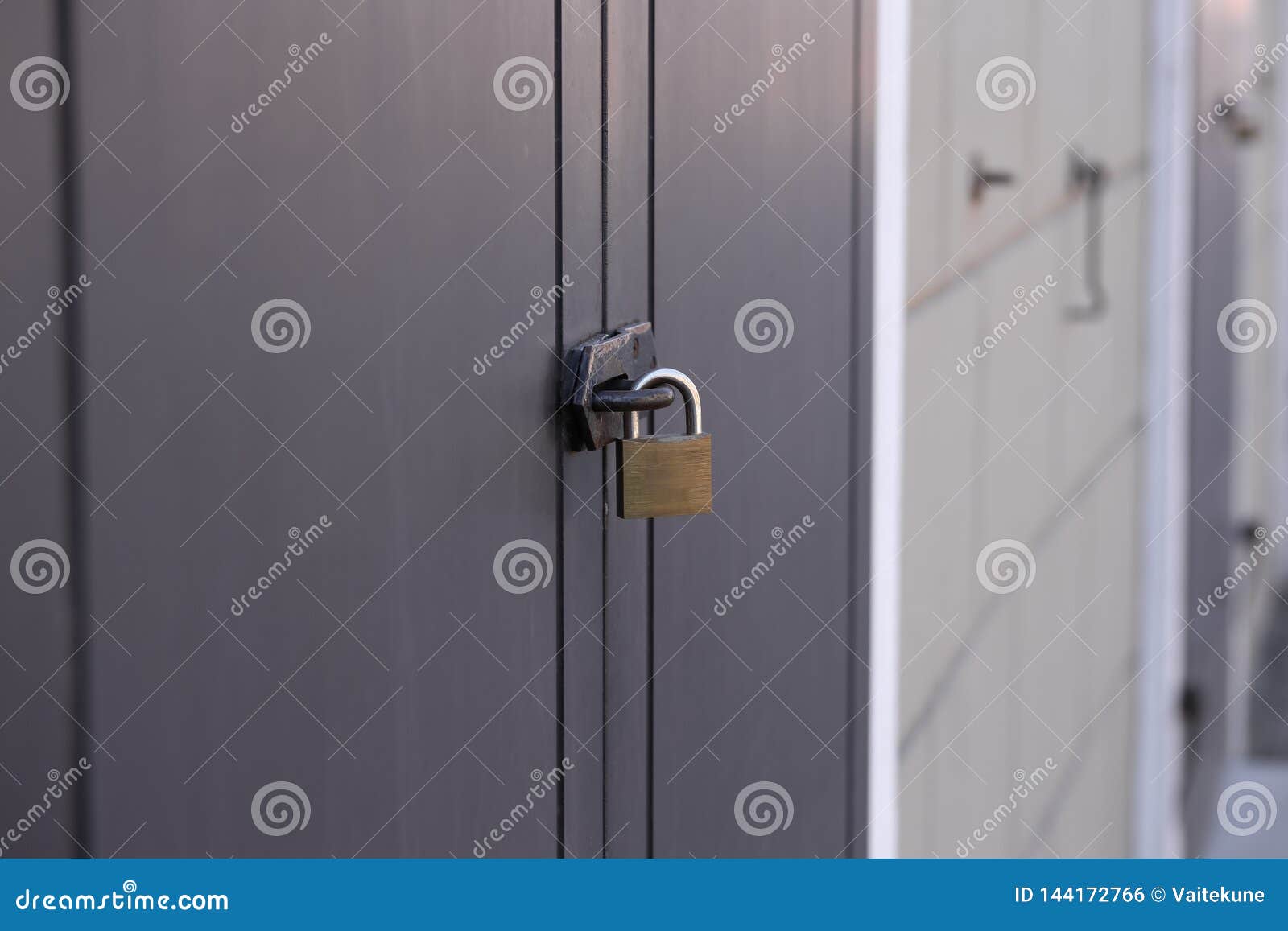 Padlock on Metal Window Shutters. Stock Photo - Image of closeup, steel ...