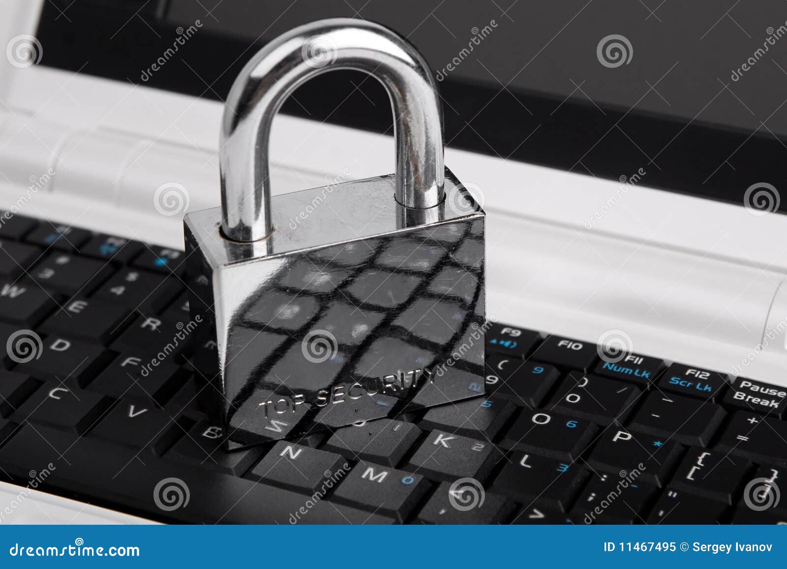 The Padlock on the Notebook Keyboard Stock Image - Image of keyboard ...