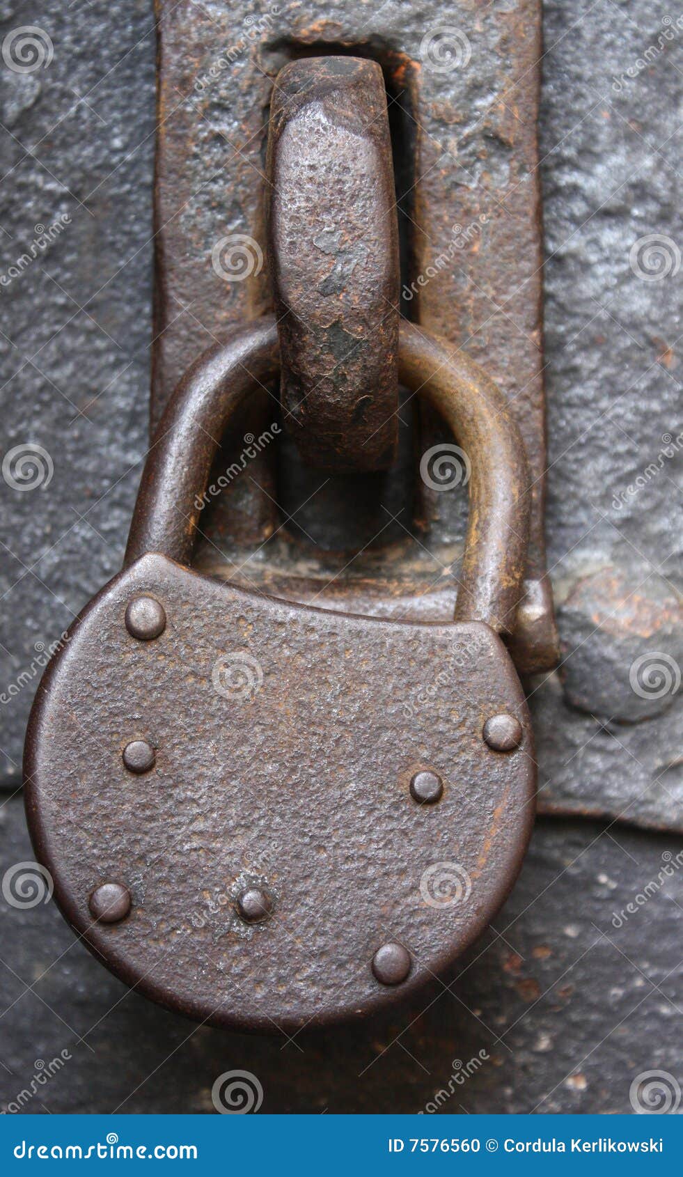 Padlock at an old door stock photo. Image of medieval - 7576560