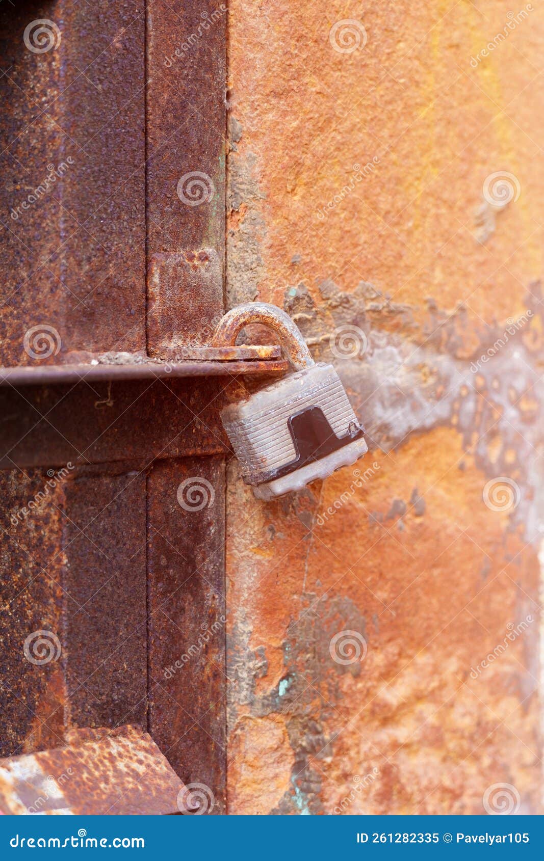 Padlock of an Old Rusty Iron Door Stock Image - Image of private, close ...