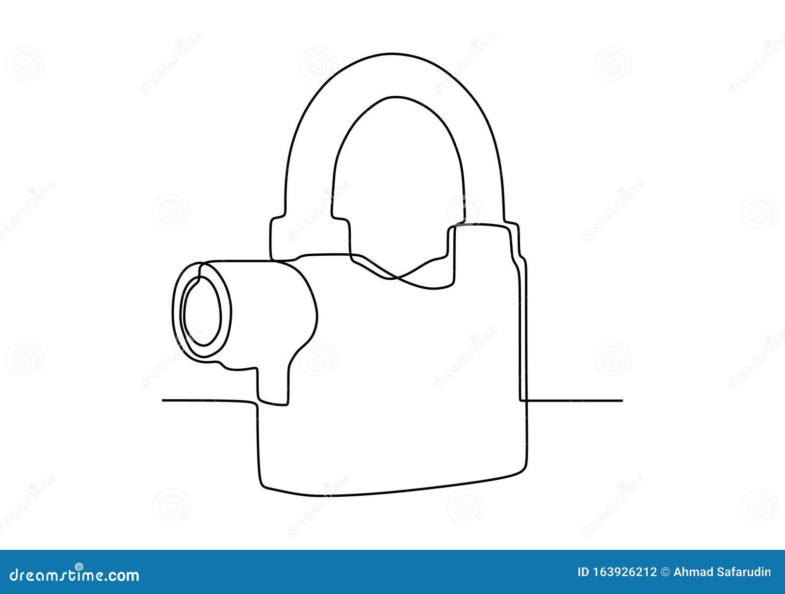 Padlock One Line Drawing Continuous Hand Drawn Minimalism Vector ...