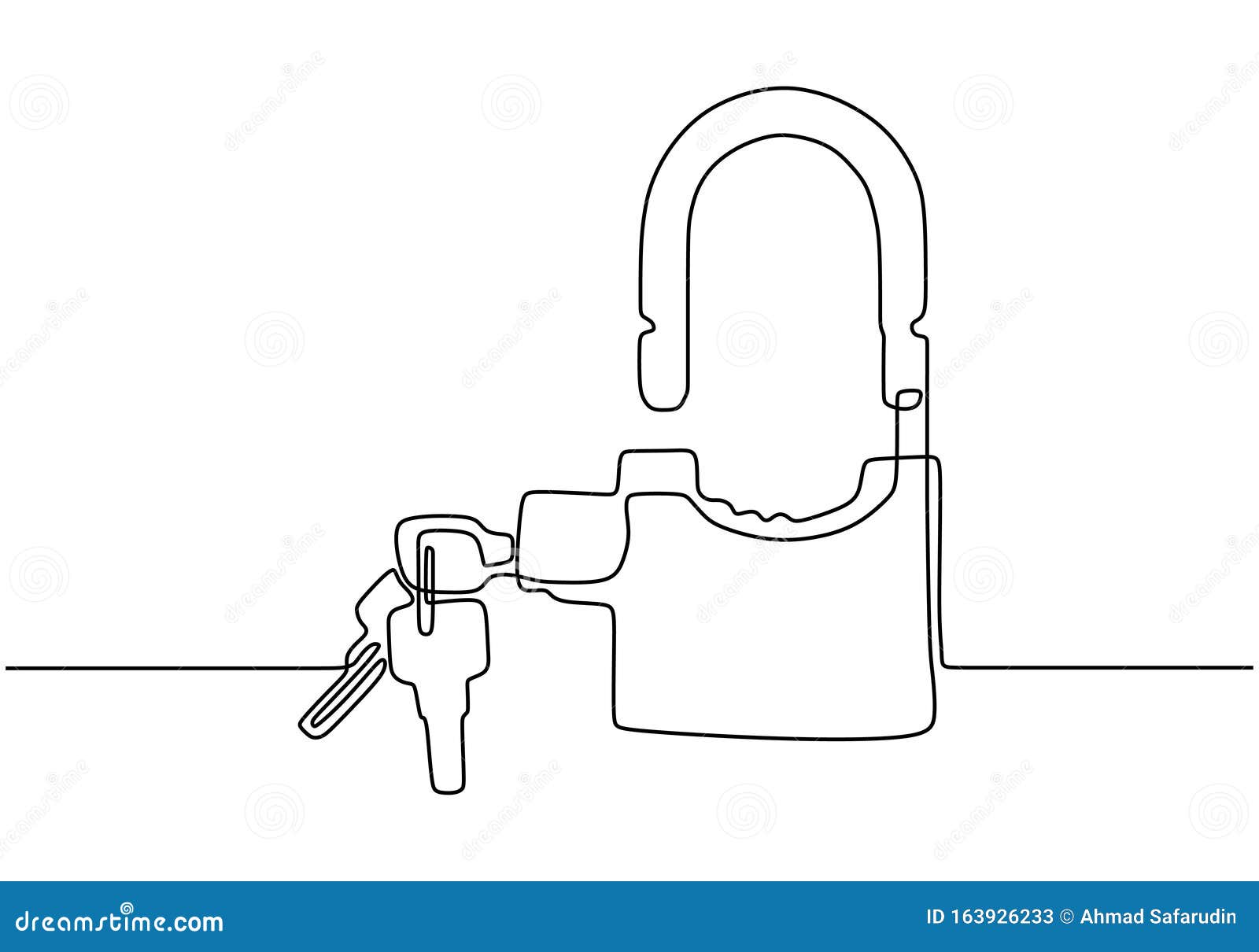 Padlock One Line Drawing Continuous Hand Drawn Minimalism Vector ...