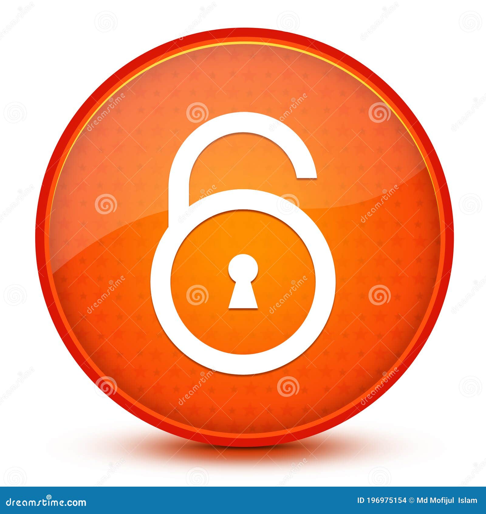 Padlock Open Aesthetic Glossy Orange Round Button Abstract Stock Photo ...