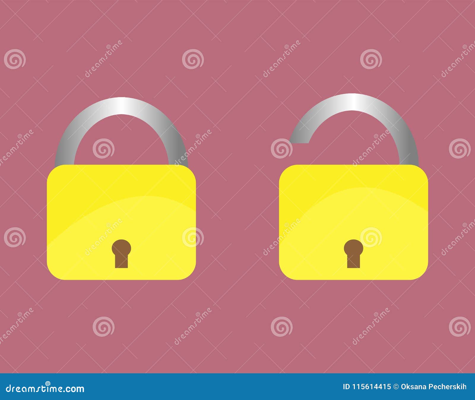 Padlock Open and Closed. Security Lock Against Theft Stock Vector ...