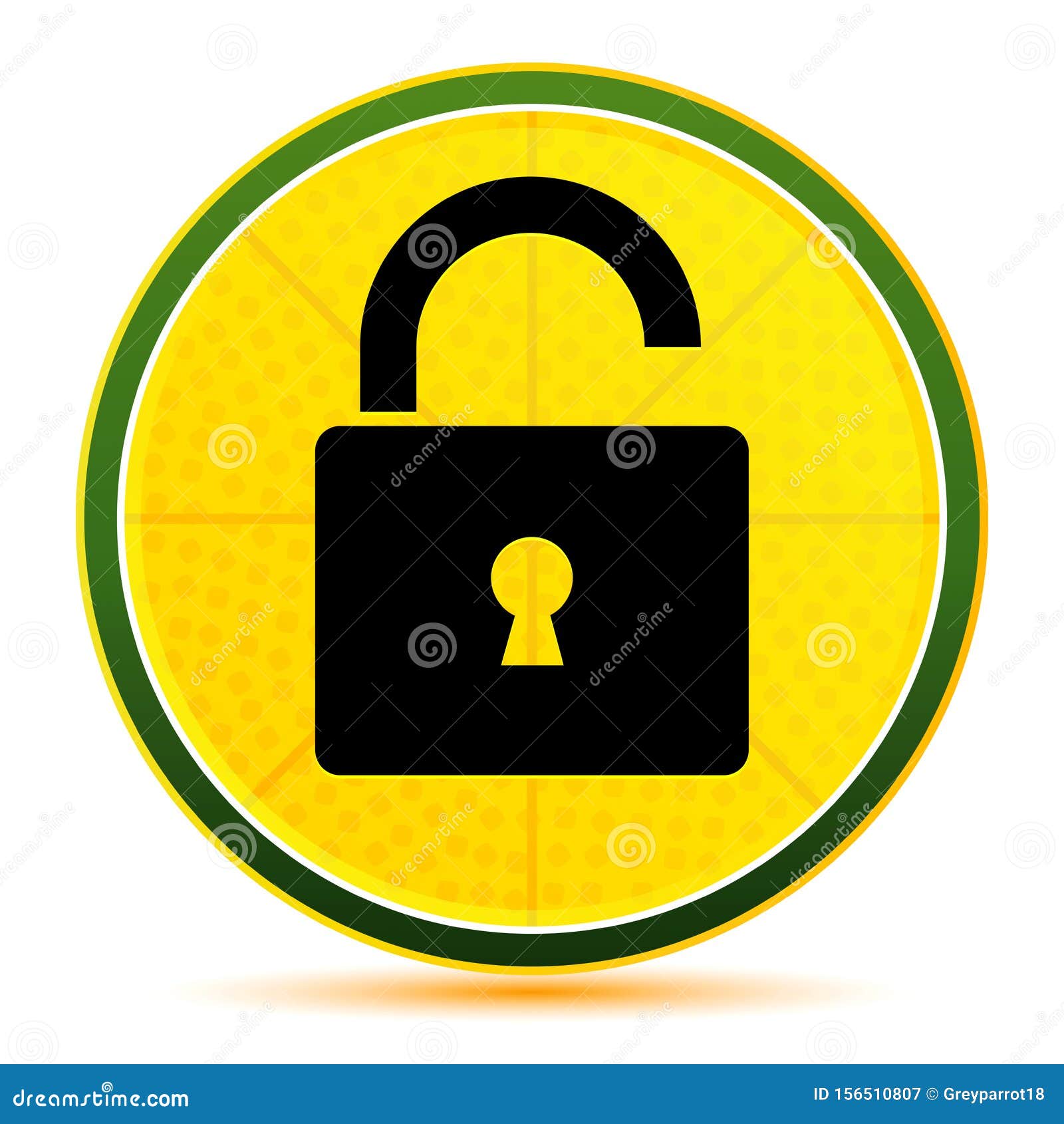 Padlock Open Icon Lemon Lime Yellow Round Button Illustration Stock ...