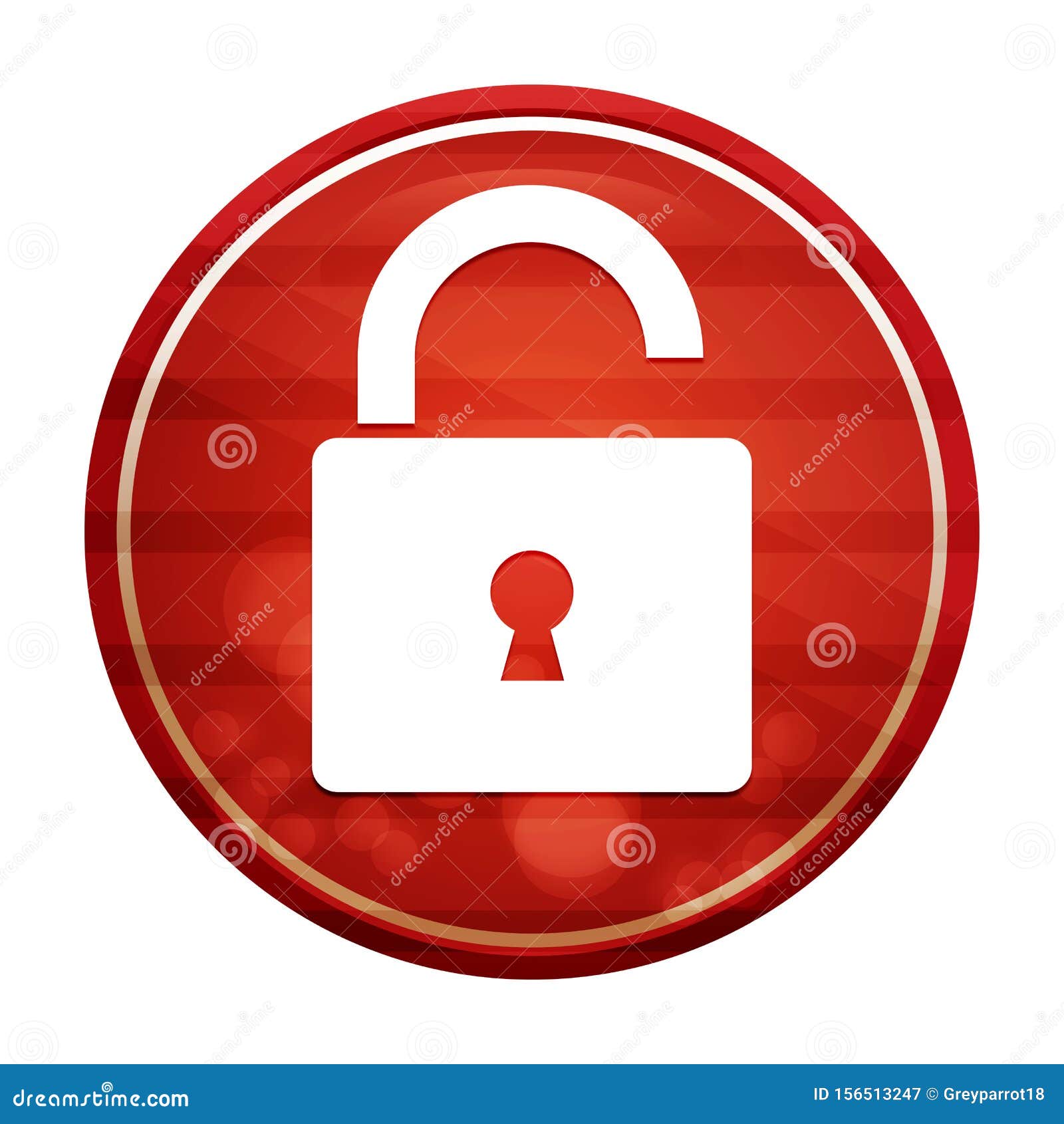 Padlock Open Icon Realistic Diagonal Motion Red Round Button ...