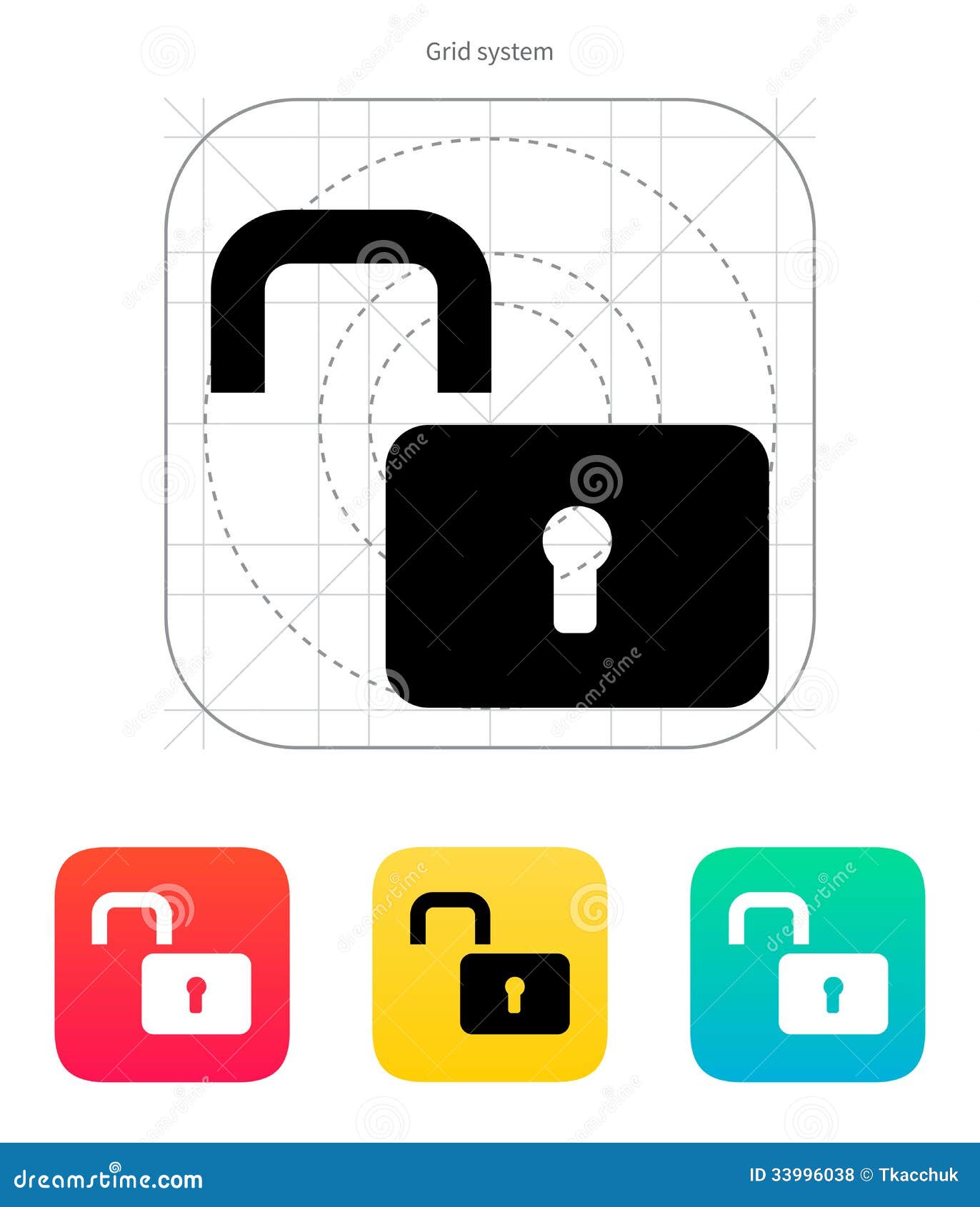 Padlock open icon. stock vector. Illustration of crime - 33996038