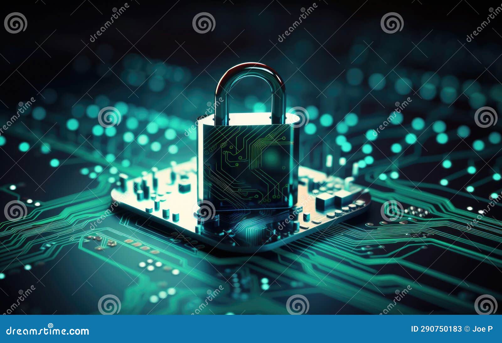 Padlock Over a Computer Motherboard Showcasing the Concept of ...