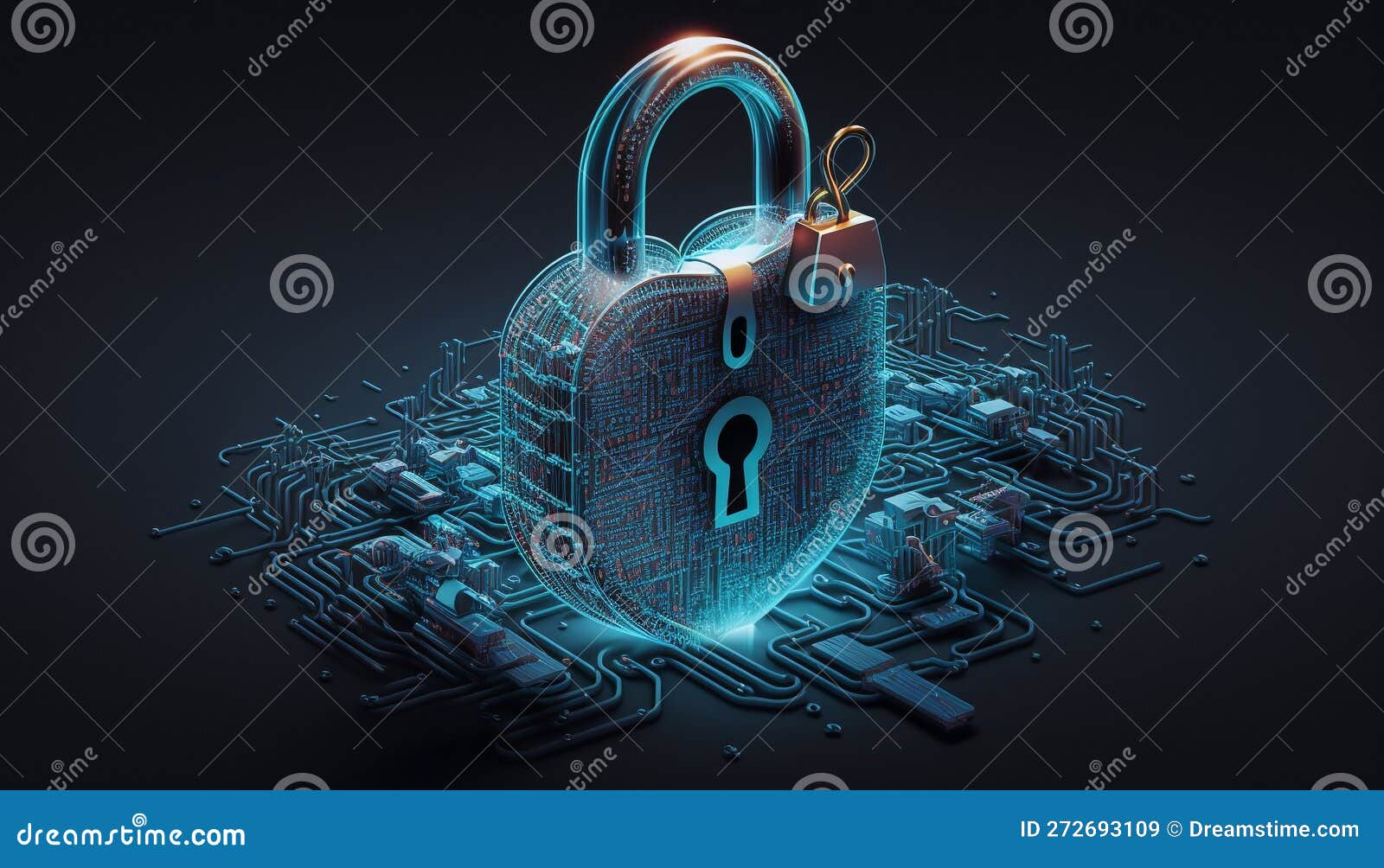 Padlock Over Graphics Representing Internet Cyber Security and Data ...