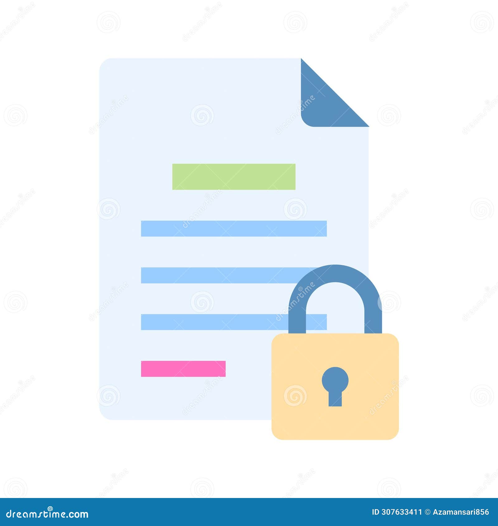 Padlock with Page Denoting Flat Concept Icon of Secure Document Stock ...