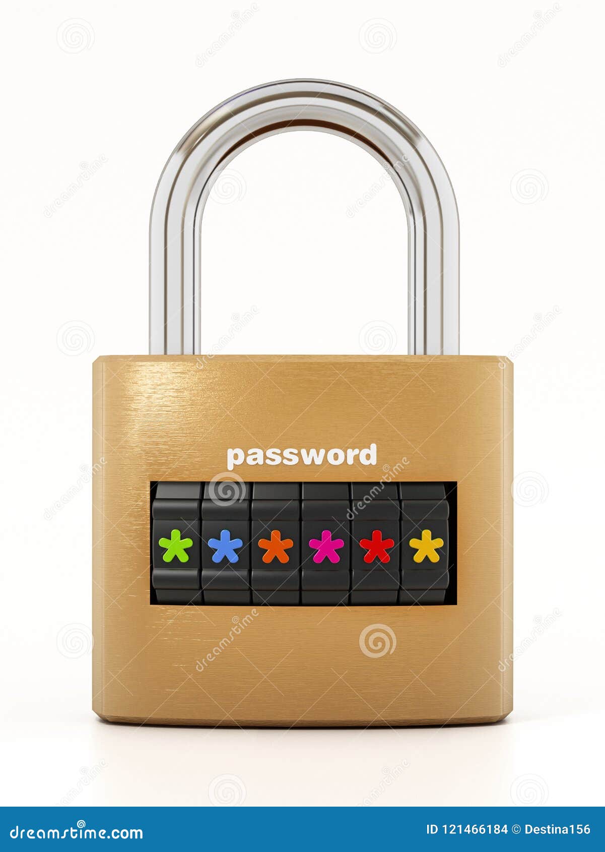 Padlock with Password Screen Isolated on White Background. 3D ...