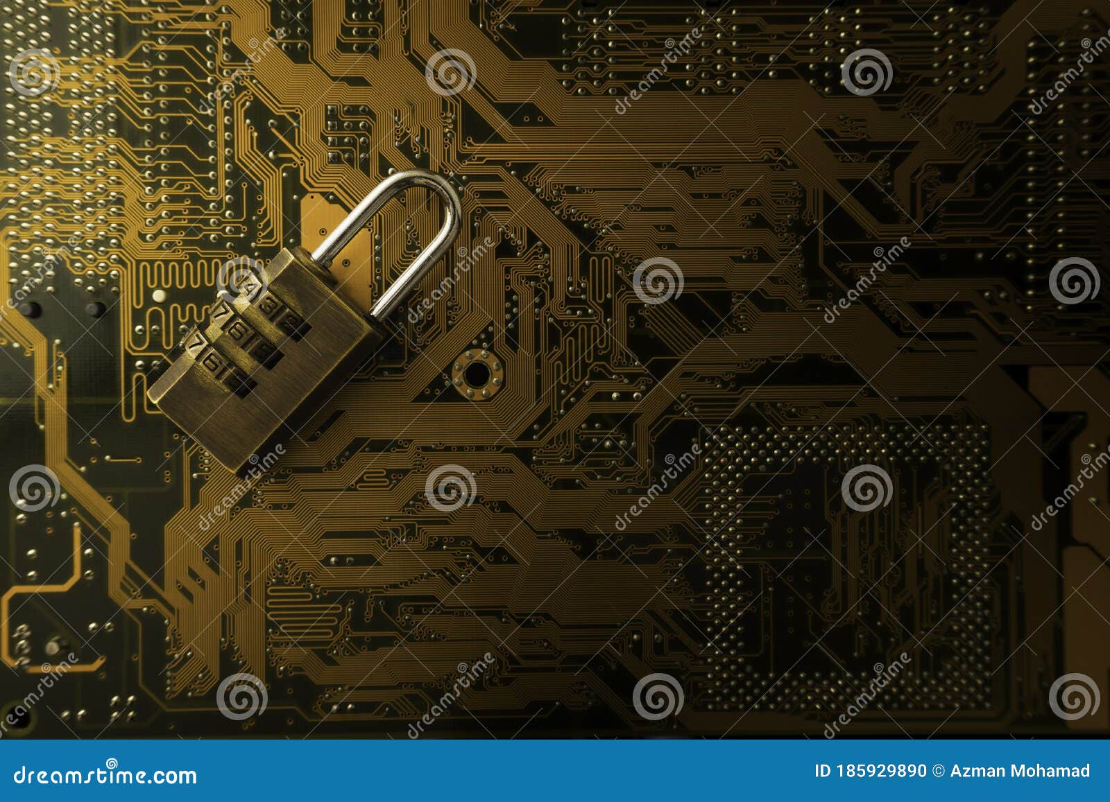 Padlock on PC Mainboard Symbolizing Computer Cyber Security . Stock ...