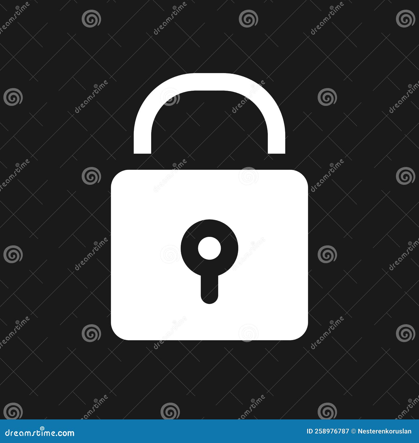 Padlock Pixel Dark Mode Glyph Ui Icon Stock Vector - Illustration of ...