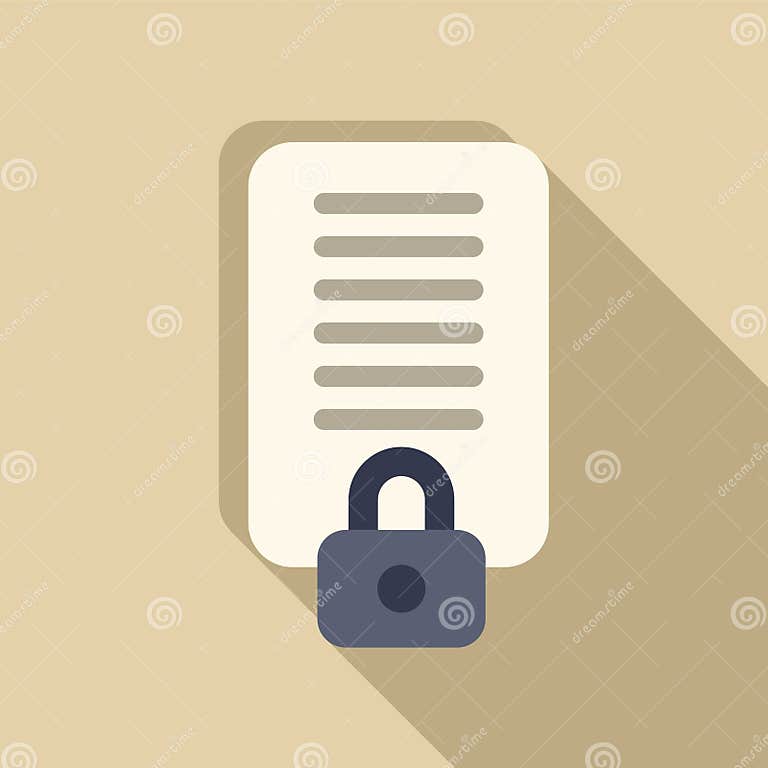 Padlock Protecting Confidential Document File Security Icon Stock ...