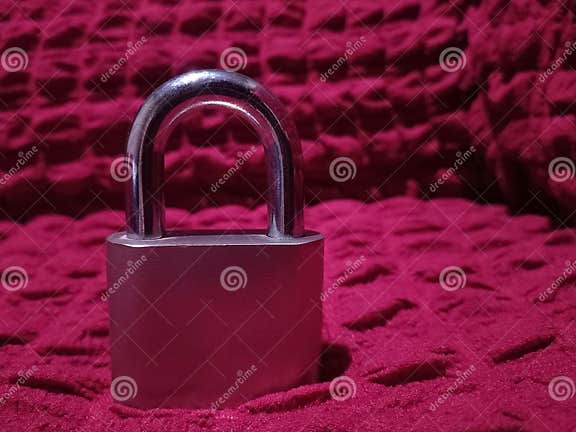 Padlock on Red Cloth. Security Concept Stock Photo - Image of concept ...