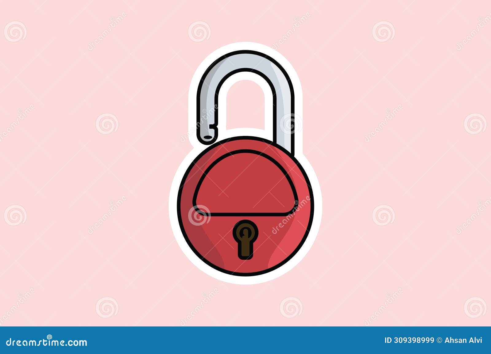 Padlock Secure Sticker Vector Illustration. Technology and Safety ...