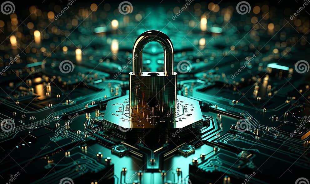 Padlock Securing Circuit Board Stock Photo - Image of authentication ...