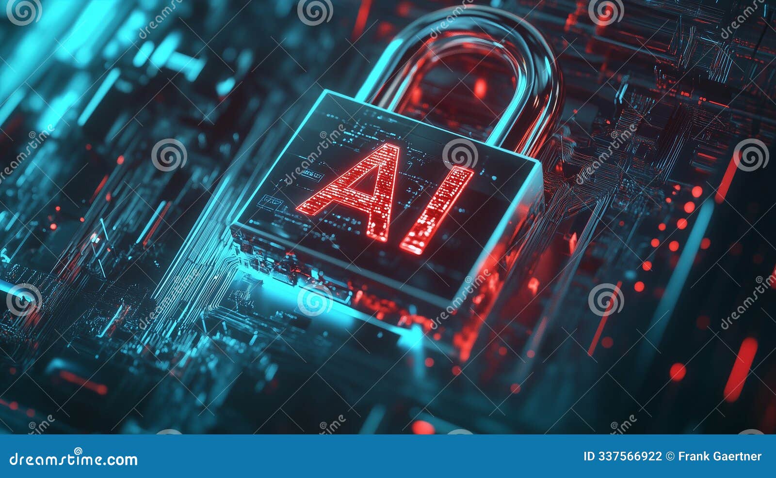 Padlock Securing Glowing Ai Inscription on Computer Motherboard ...