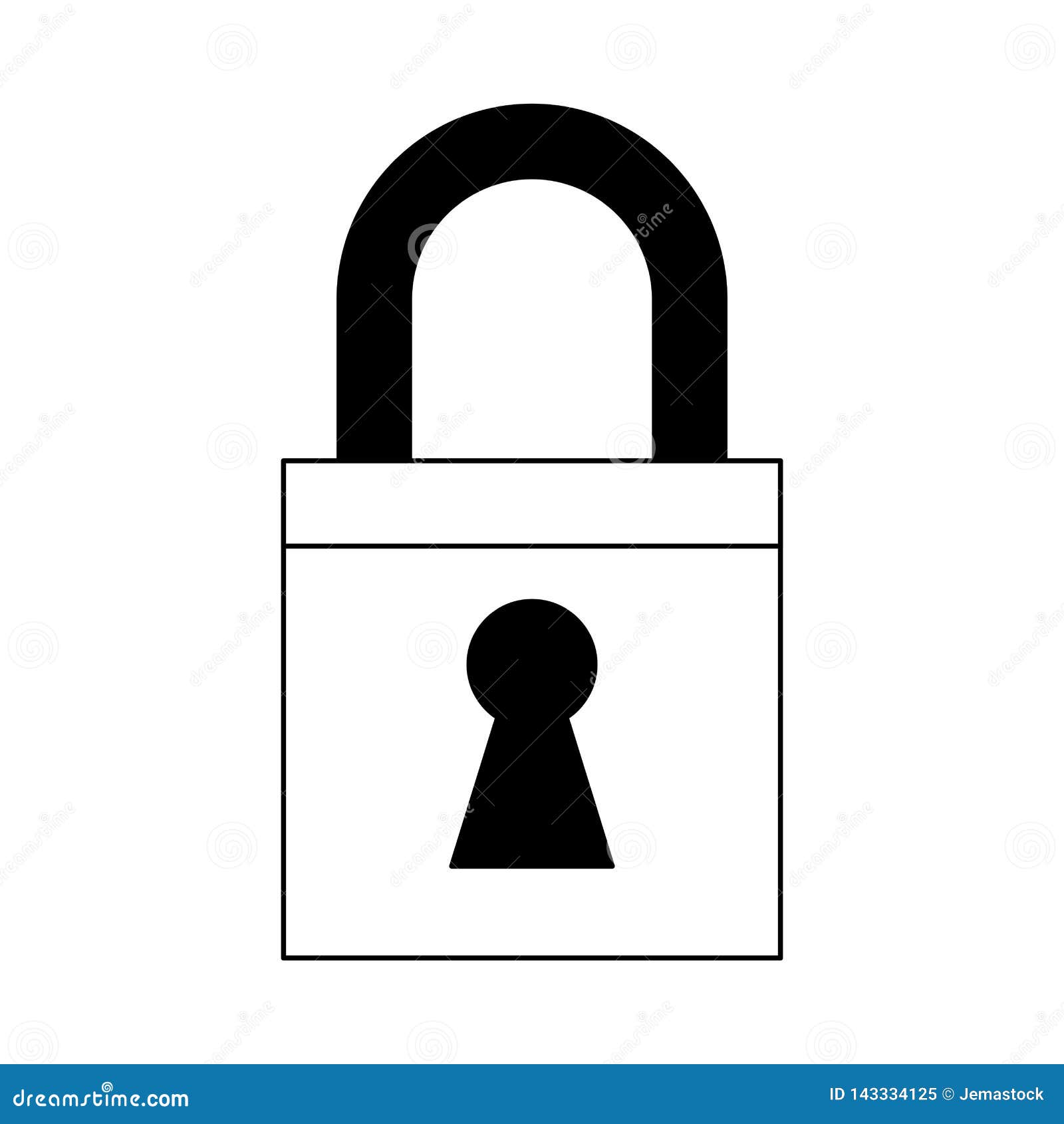 Padlock Security Emblem in Black and White Stock Vector - Illustration ...