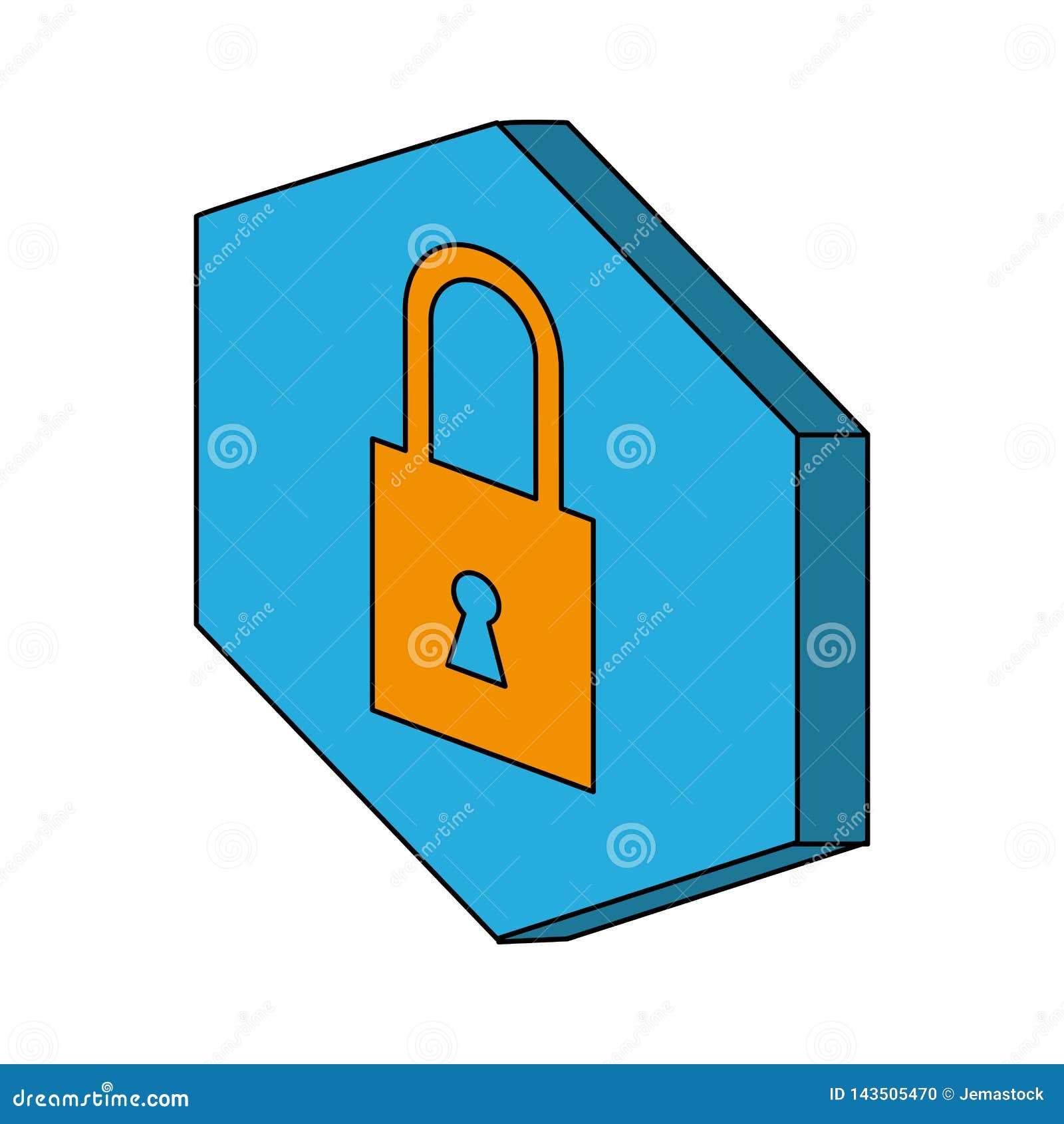 Padlock security emblem stock vector. Illustration of protect - 143505470
