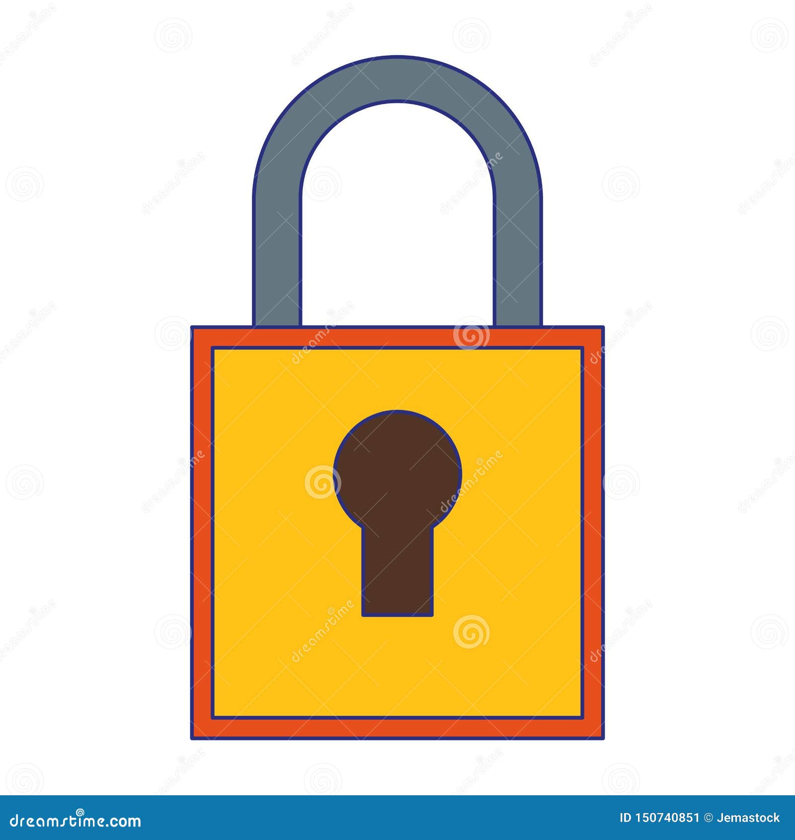 Padlock Security Symbol Isolated Cartoon Blue Lines Stock Vector ...