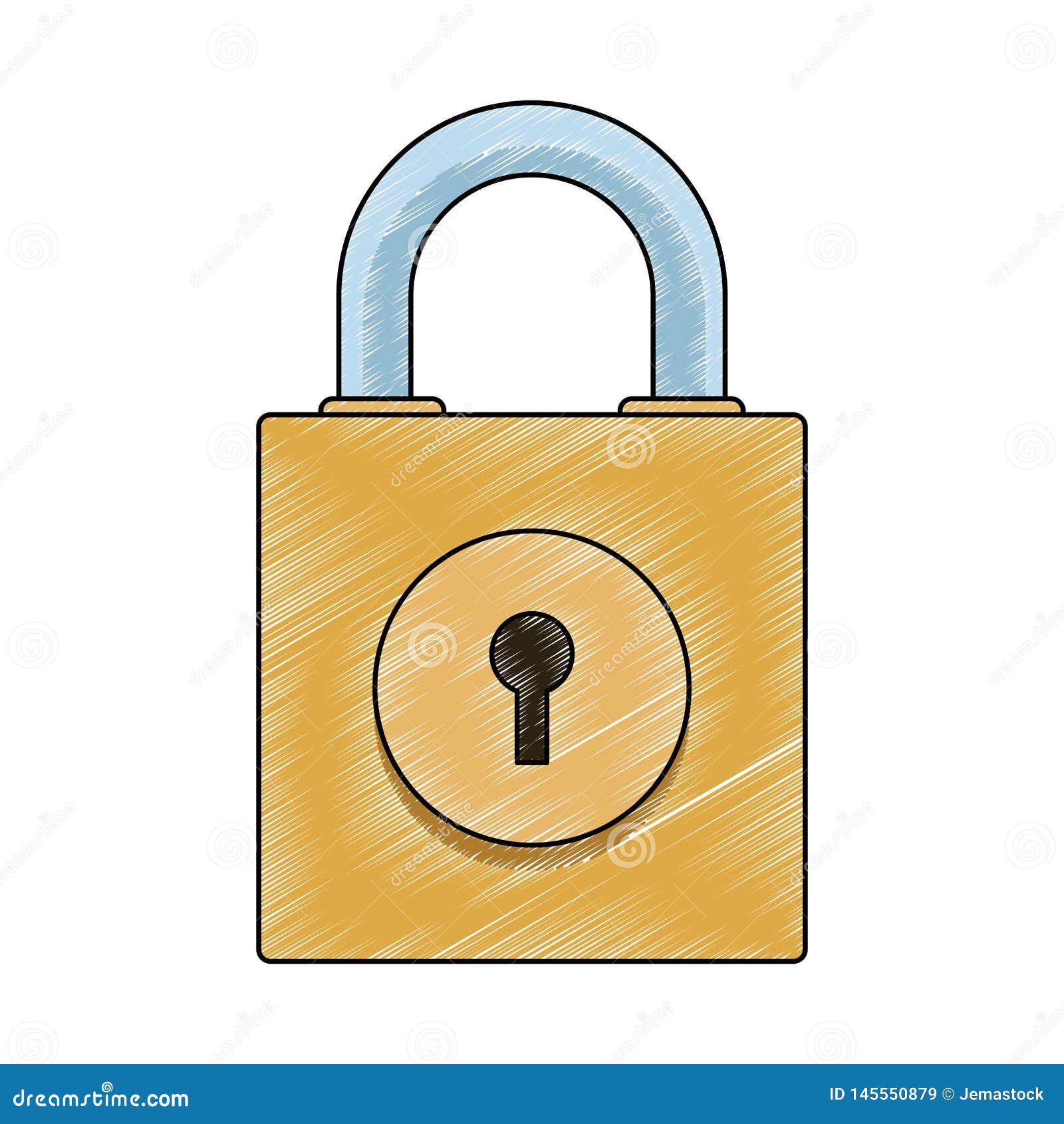 Padlock Security Symbol Scribble Stock Vector - Illustration of emblem ...