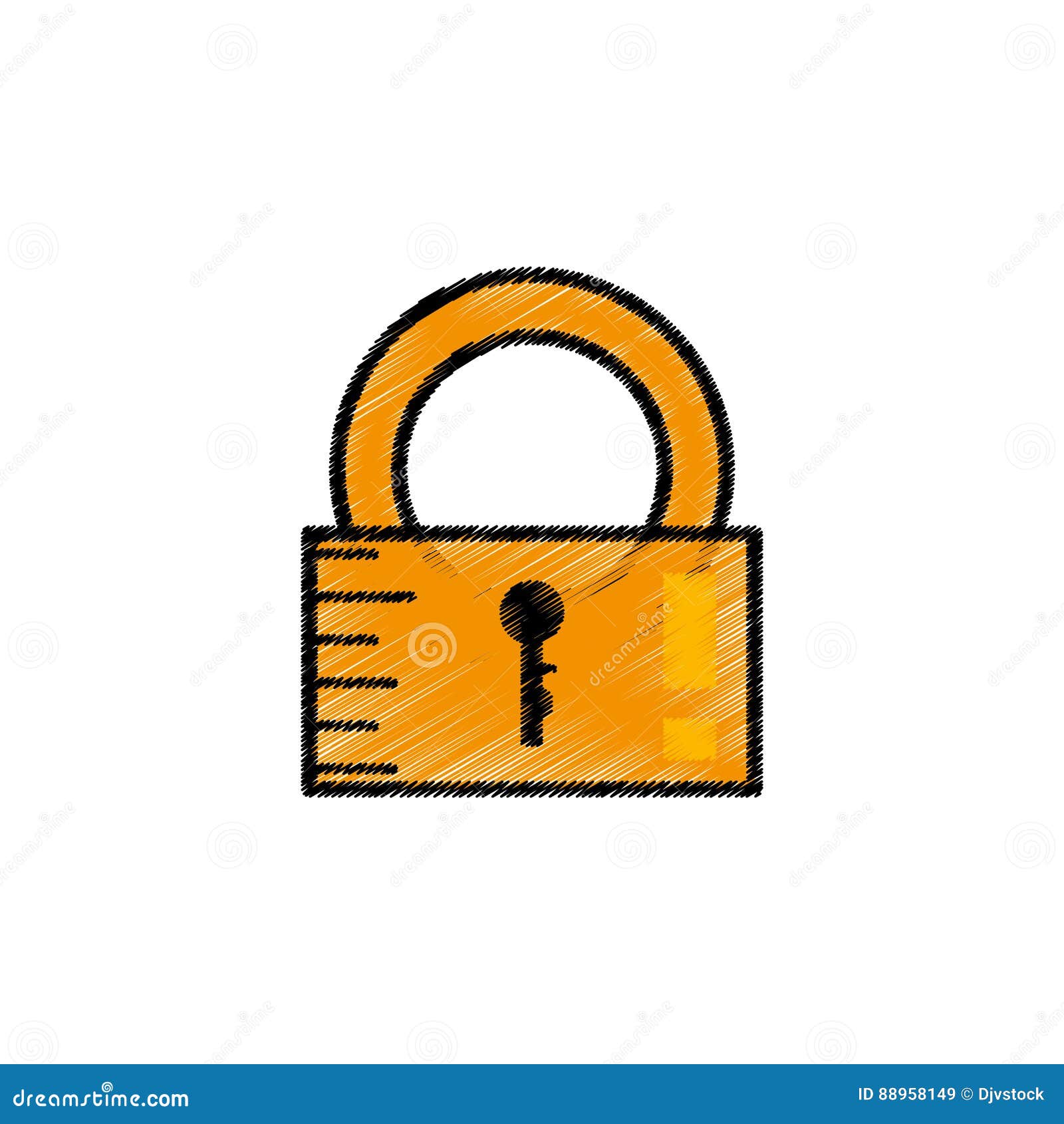 Padlock Security System Sketch Stock Illustration - Illustration of ...