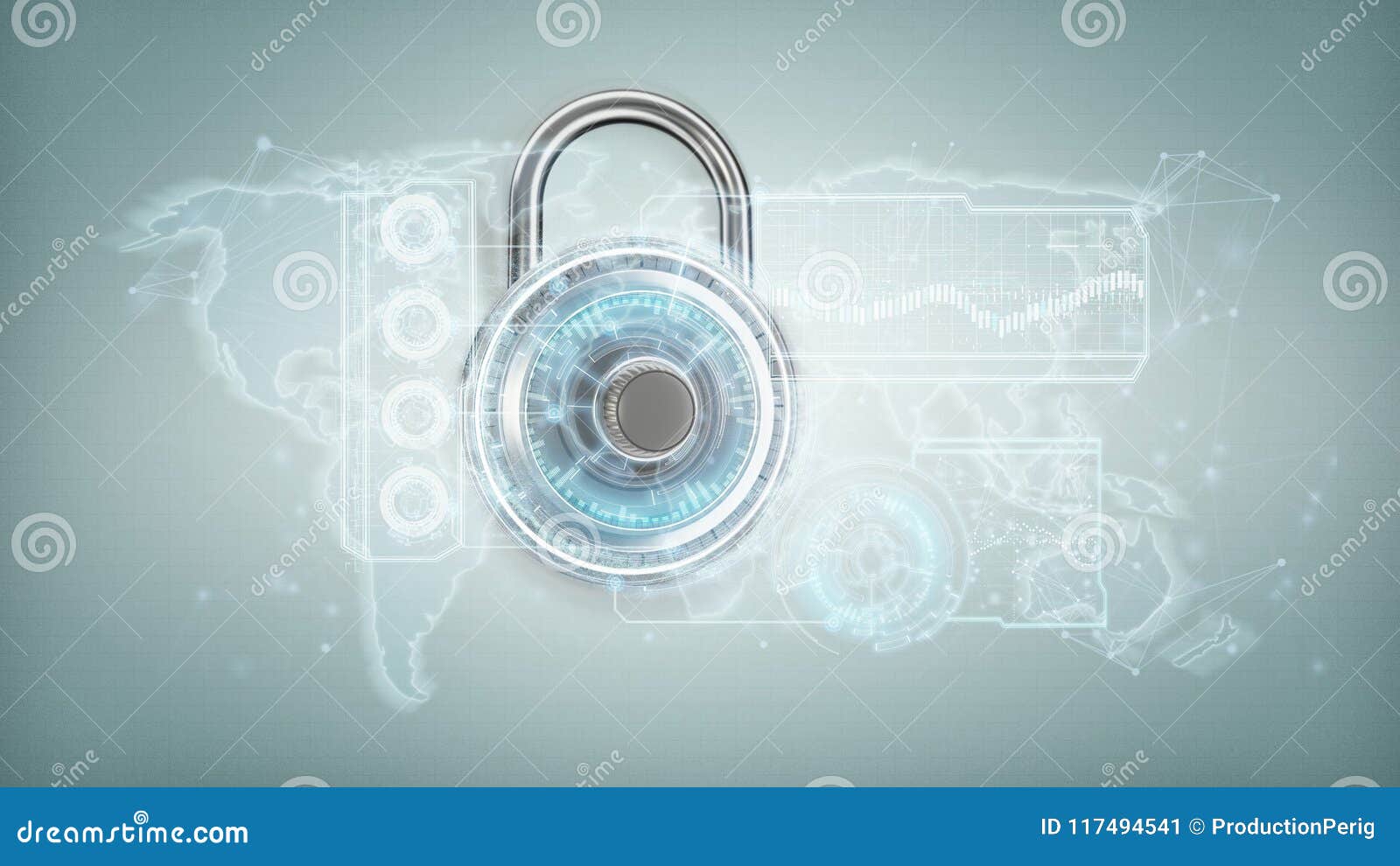 Padlock Security Technology Interface on a Background 3 Stock ...