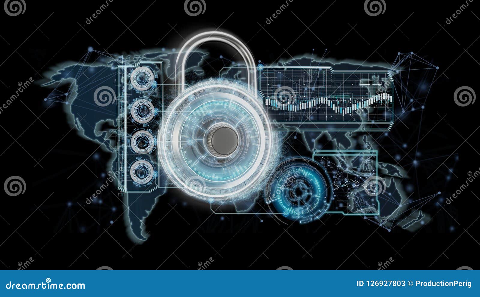 Padlock Security Technology Interface Isolated on a Background 3 Stock ...
