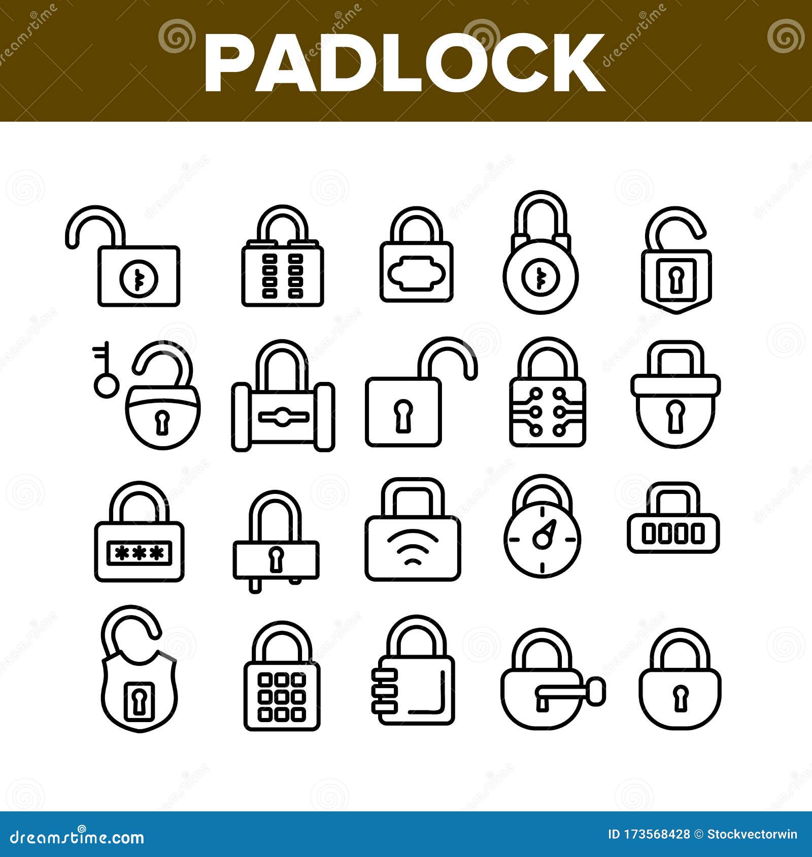 Padlock Security Tool Collection Icons Set Vector Stock Vector ...