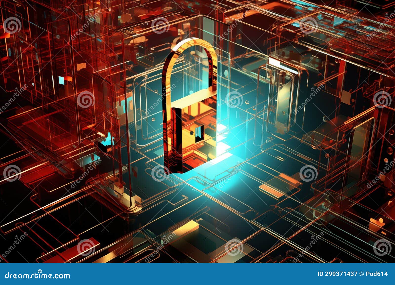 Secured Virtual Space: Padlock Illustrating Cyber Security and Internet ...